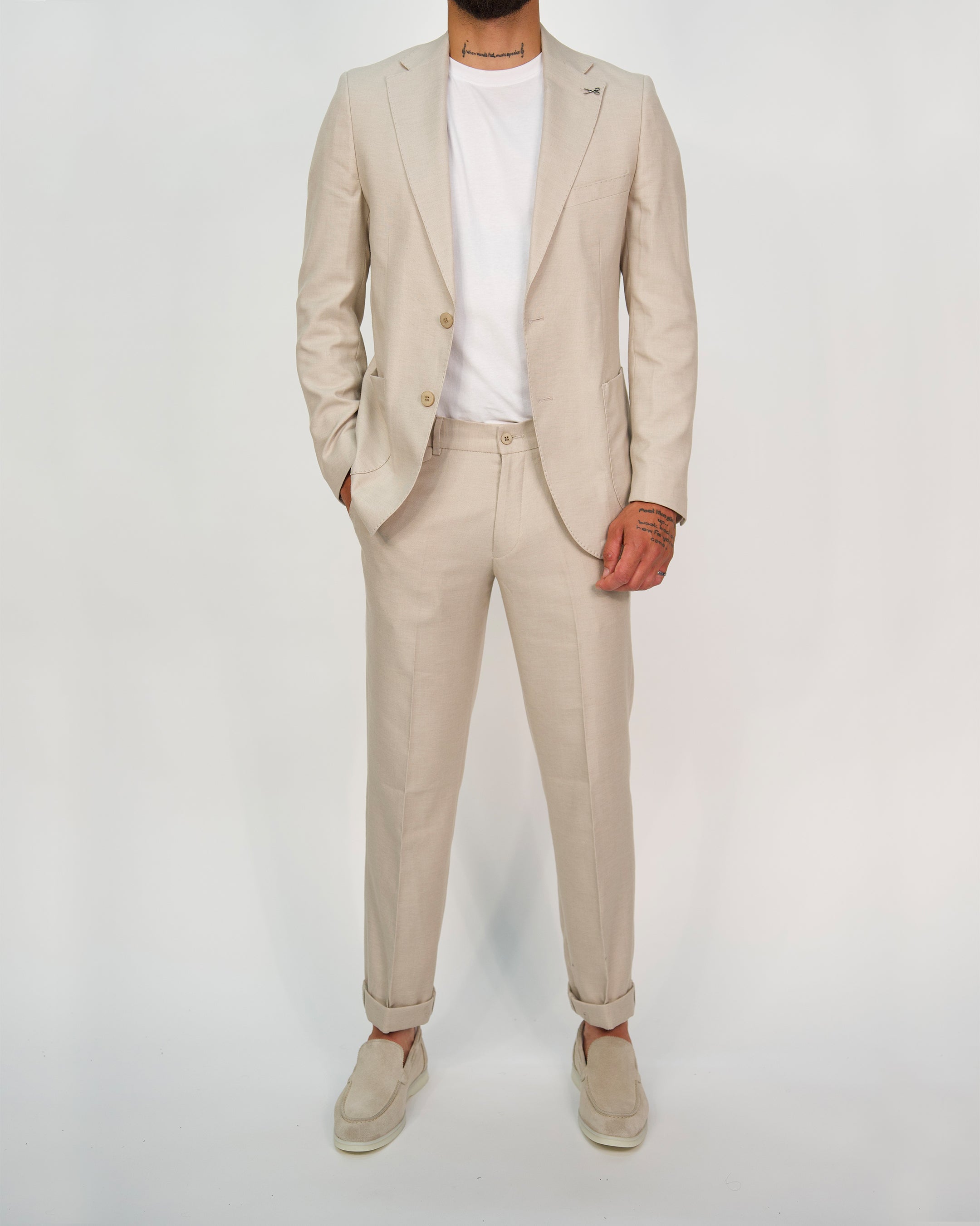 Milano Beige Linen Two-Piece Suit – Milano Couture
