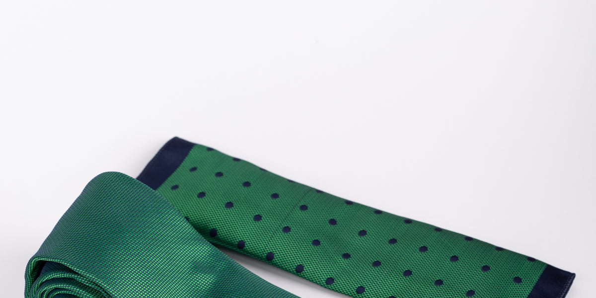 MC Polka Dot - Tie & Pocket Square Set in Green – Milano Couture