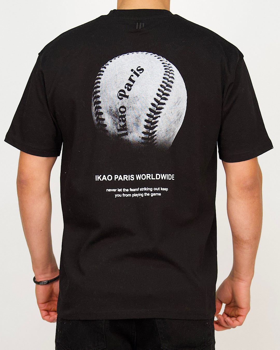 Men’s Paris Baseball Graphic Tee | Black, Beige | Milano Couture