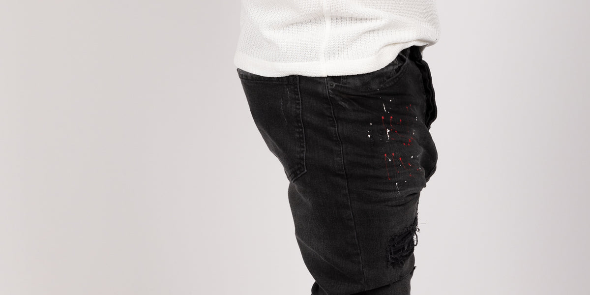 Black Paint Splatter Stitch Detail Jeans – Milano Couture