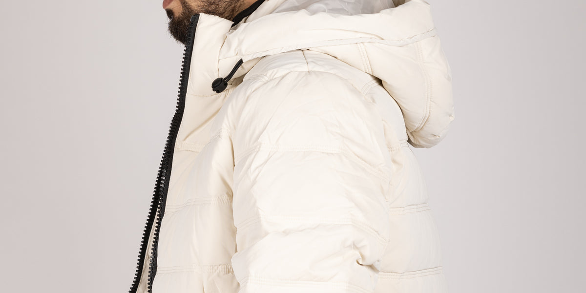 Padded Hooded Puffer Jacket Beige – Milano Couture