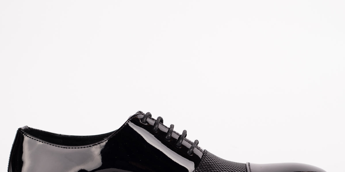 Black Patent Pattern Toe Cap Shoe – Milano Couture